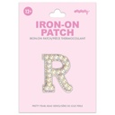 R Alphabet Pretty Pearl Bead Iron On Patch | Iscream